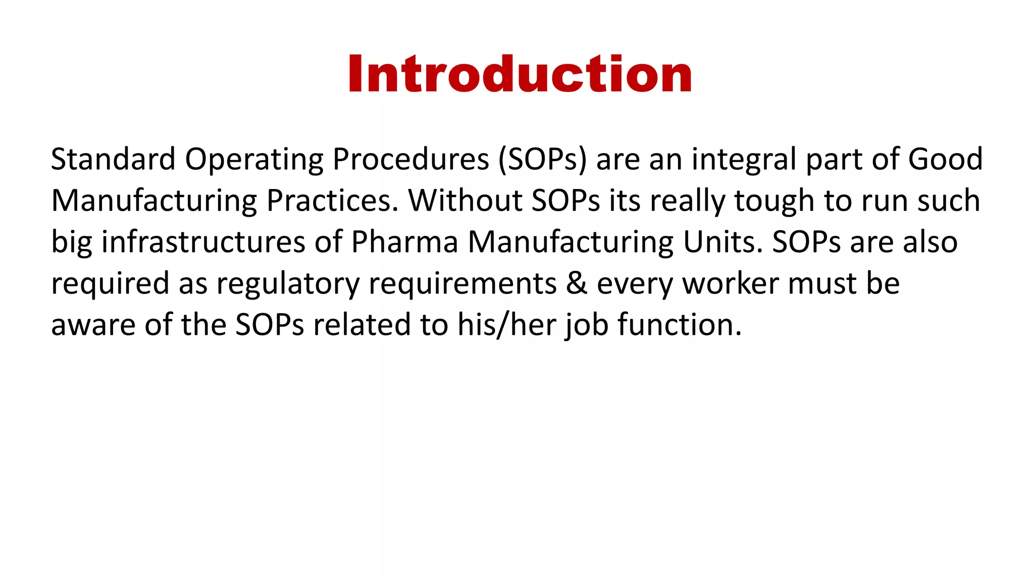 standard operating procedure -SOP ( a detail discussion ) | PPTX