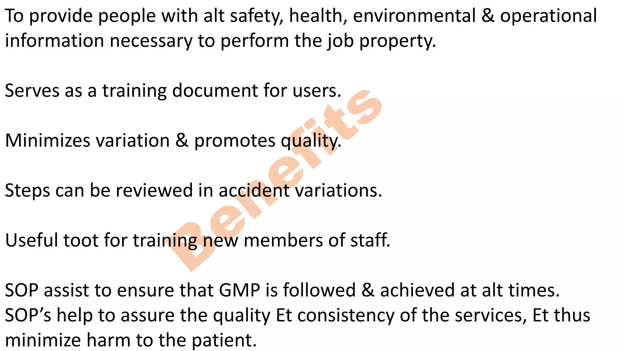 standard operating procedure -SOP ( a detail discussion ) | PPTX