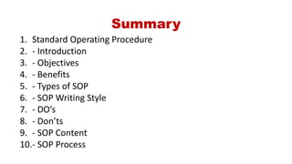 standard operating procedure -SOP ( a detail discussion ) | PPTX