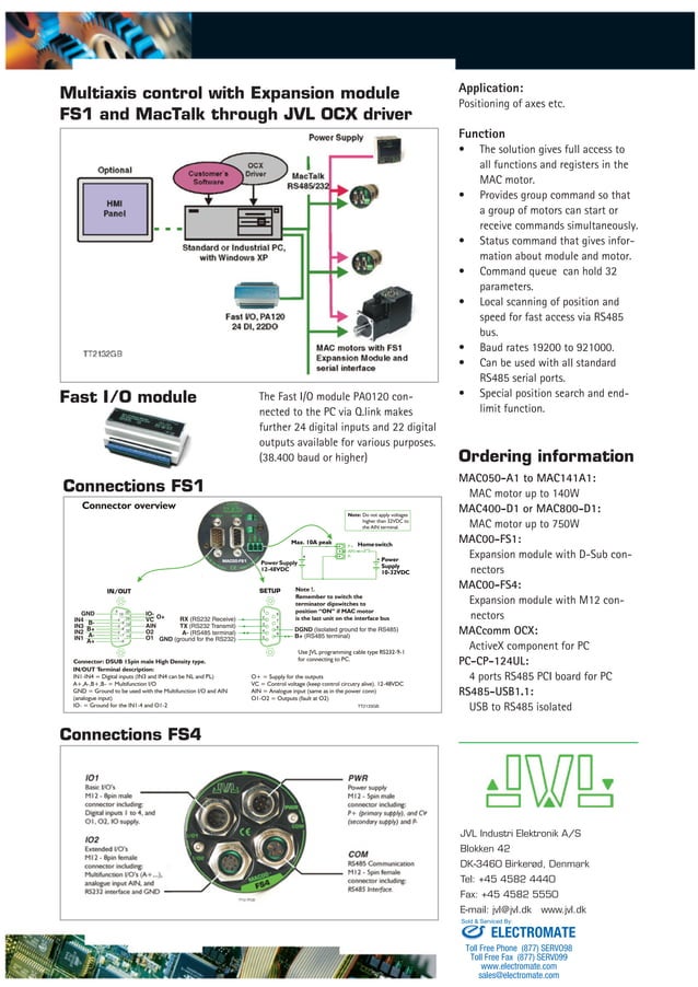 JVL Multi-Axis High-Speed RS485 Expansion Modules for MAC Motor | PDF