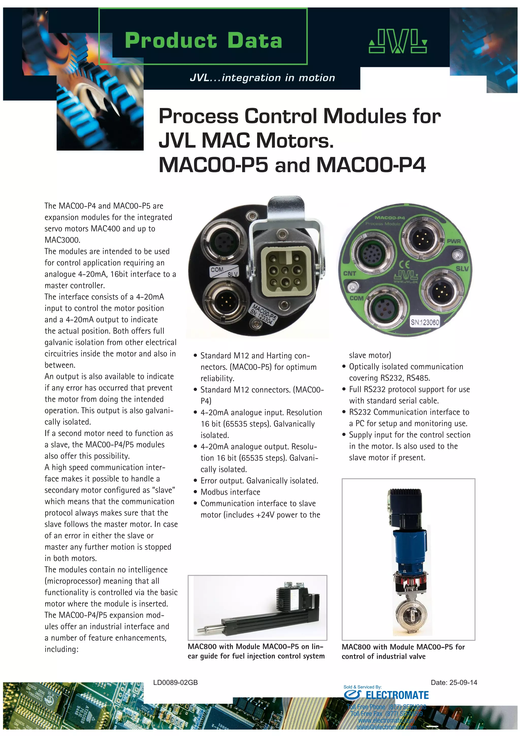 JVL Process Control Modules for JVL MAC Motors | PDF