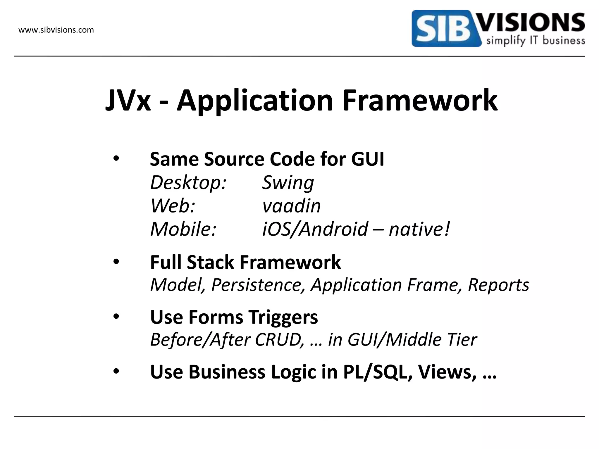 JVx with VisionX and Oracle Forms integration | PPT