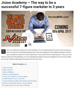 Jvzoo academy review by ReviewKISS.com