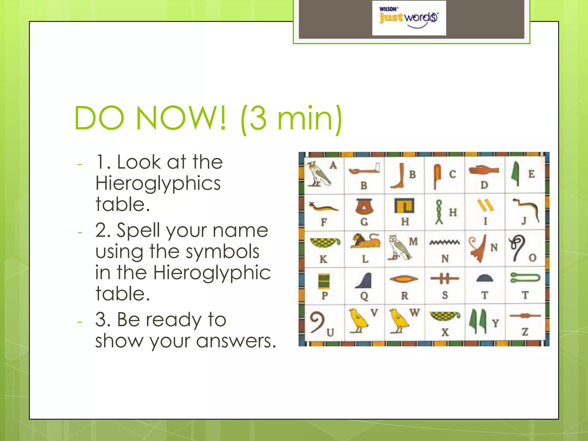 Just Words, Alphabetical Writing Systems, Day 2 (Unit 1) | PPTX