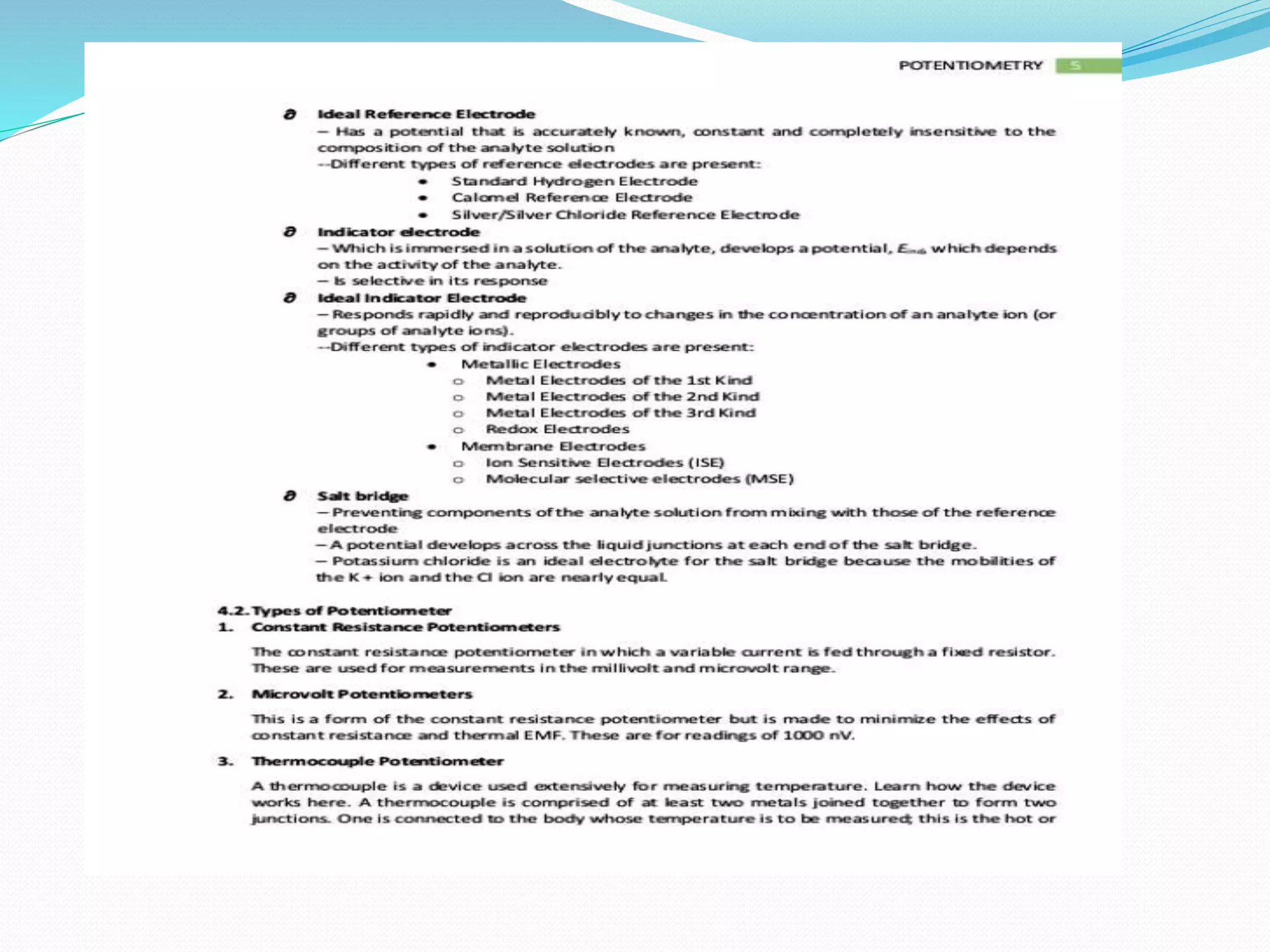 POTENTIOMETRY | PPTX | Chemistry | Science