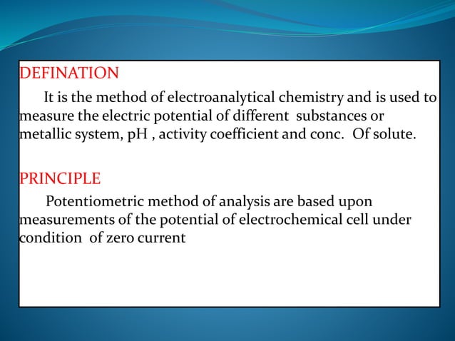 POTENTIOMETRY | PPTX | Chemistry | Science