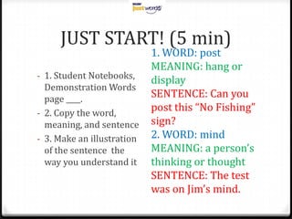 Just Words day 9 (unit 2) | PPTX