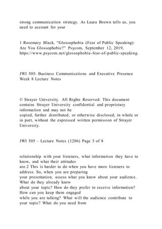Jwi 505 business communications and executive presence week | DOCX