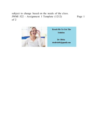 Jwi 522 assignment 1 hr snapshot template (students to replace re | DOCX