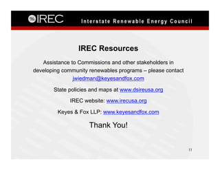 IREC: Community renewables: best practices, issues & solutions | PDF | Gas and Electric | Home ...