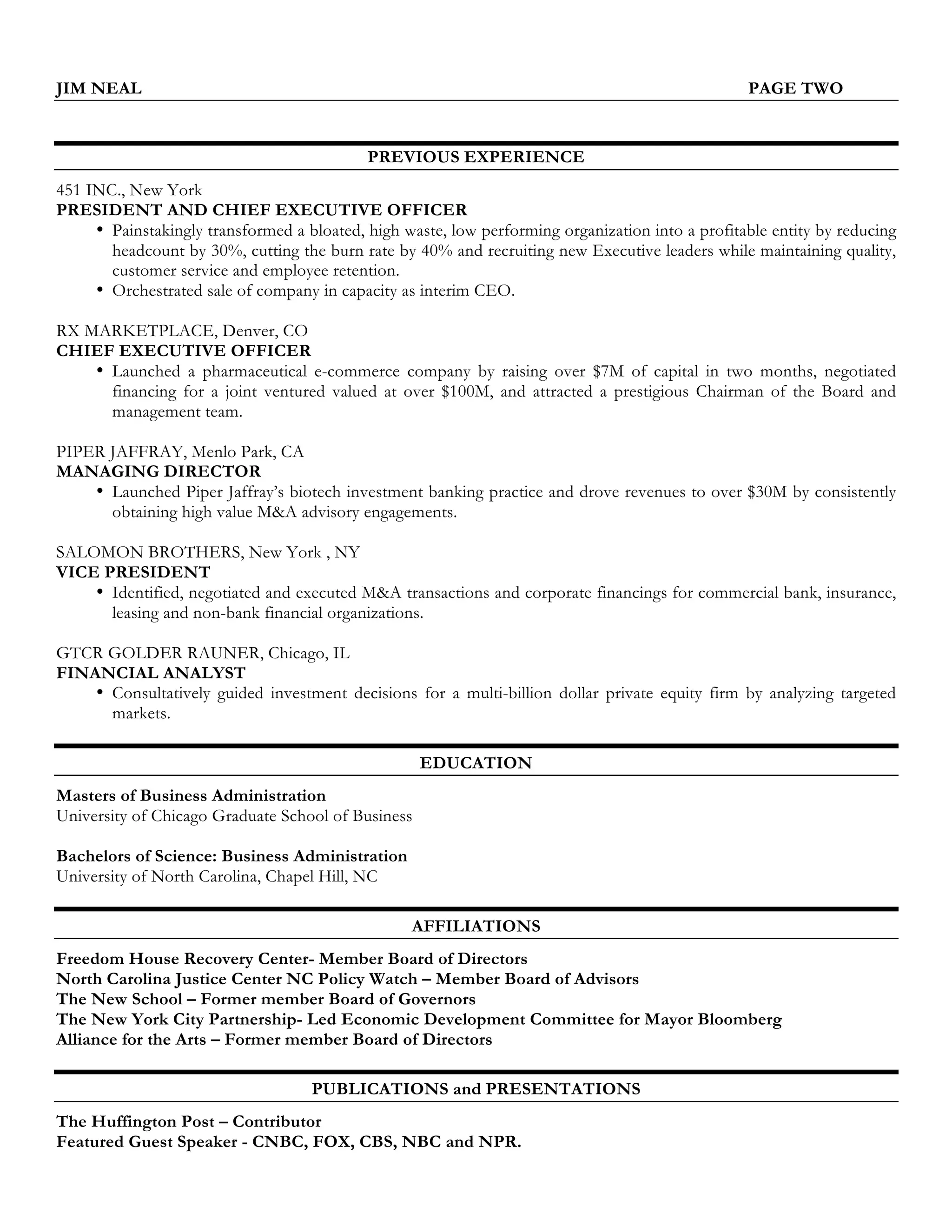 Resume of Jim Neal | PDF