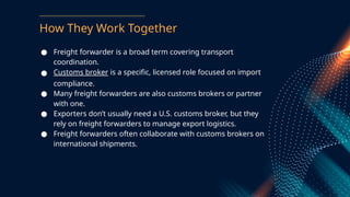 The Difference Between a Freight Forwarder and a Customs Broker | PPTX