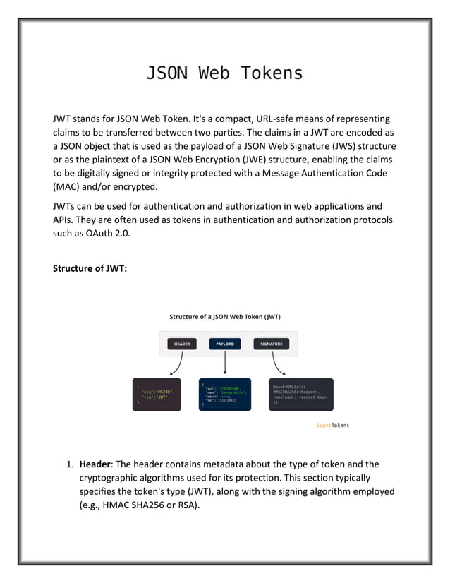 JWT stands for JSON Web Token. It's a compact, URL-safe means of representing claims to be ...