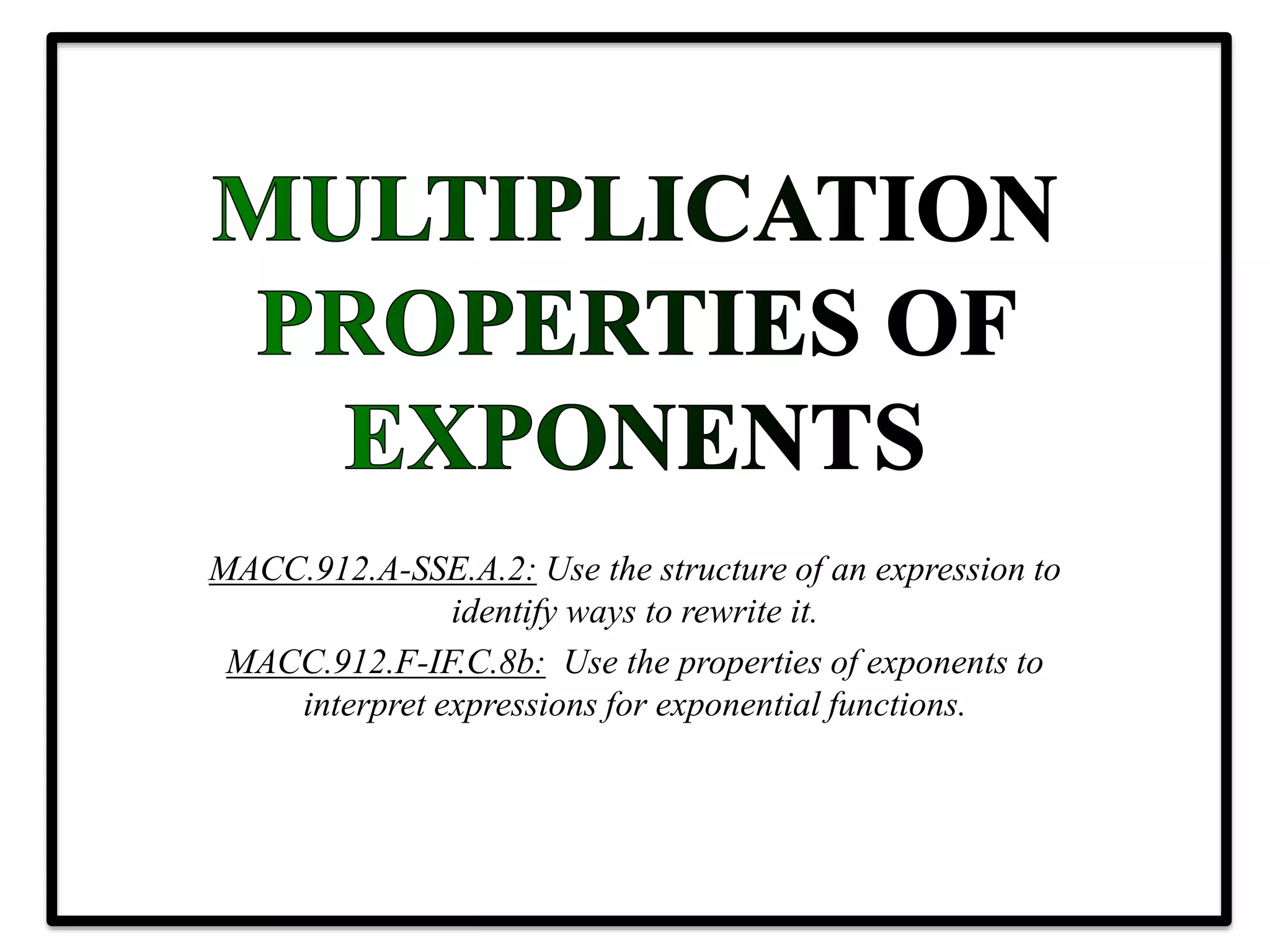 Alg1 power points_-_unit_7_-_exponents_and_exponential_functions | PPT