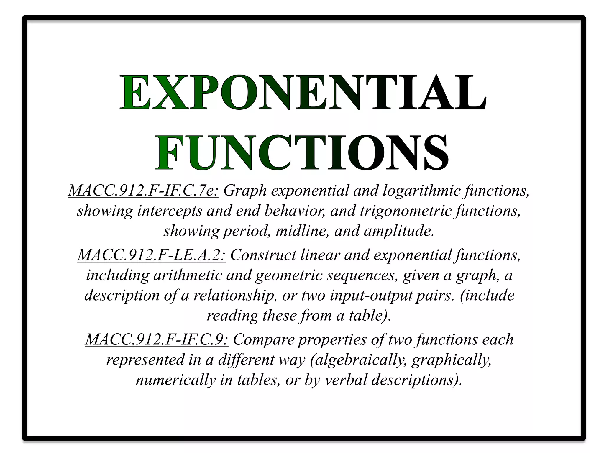 Alg1 power points_-_unit_7_-_exponents_and_exponential_functions | PPT