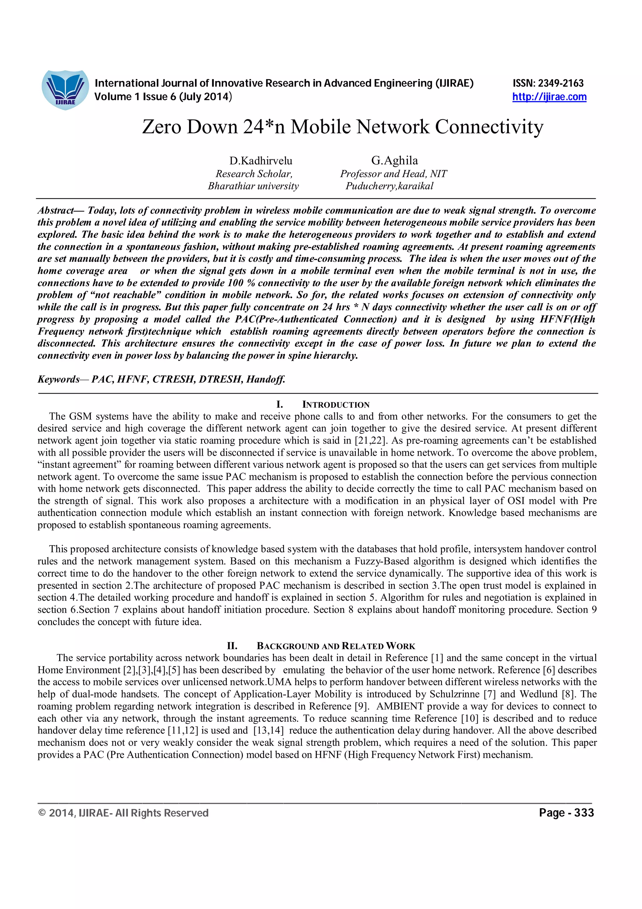 Zero Down 24*n Mobile Network Connectivity | PDF