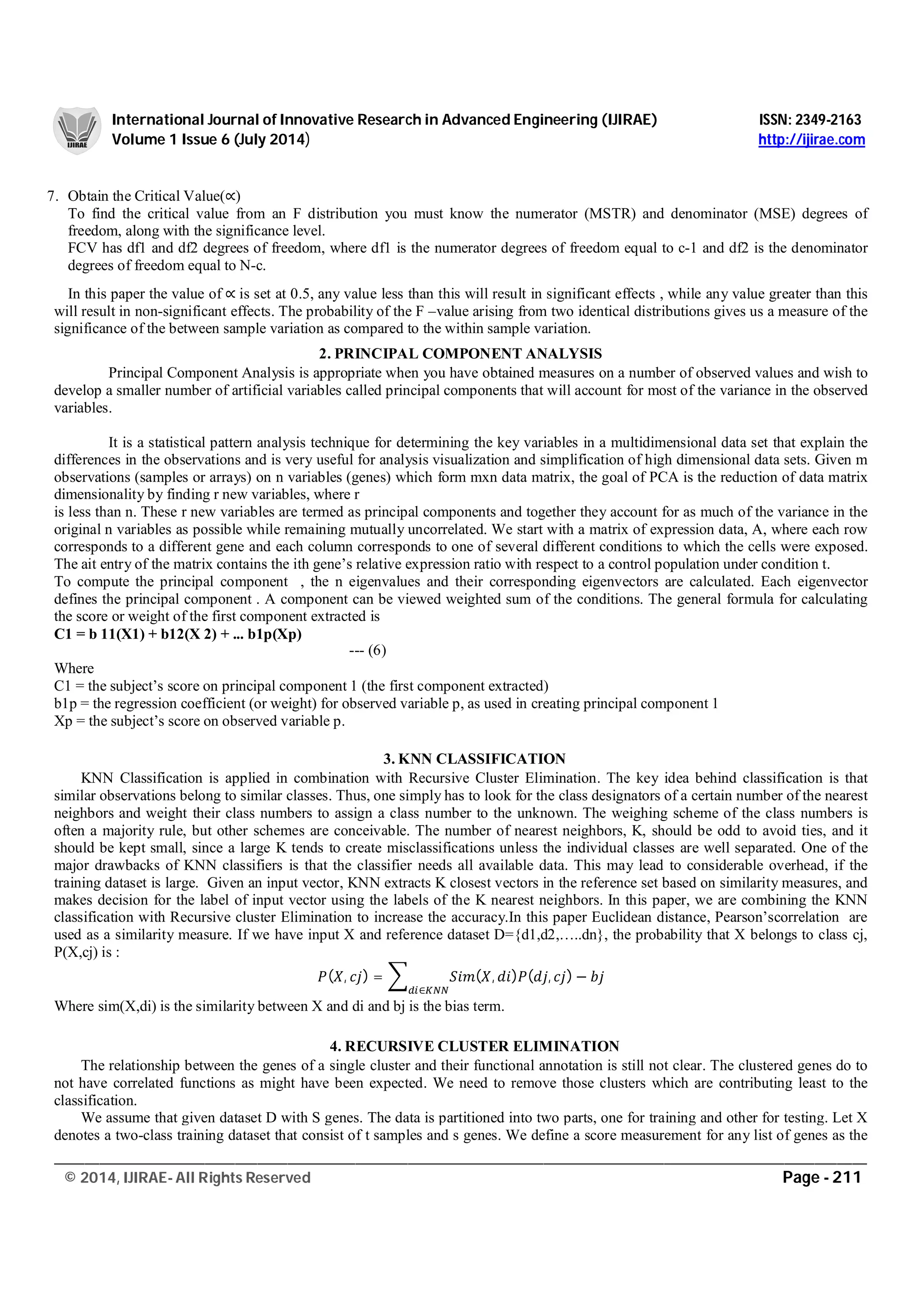Innovative Technique For Gene Selection In Microarray Based On Recursive Cluster Elimination And