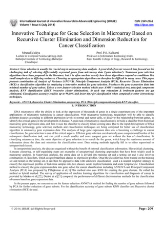 Innovative Technique for Gene Selection in Microarray Based on Recursive Cluster Elimination and ...