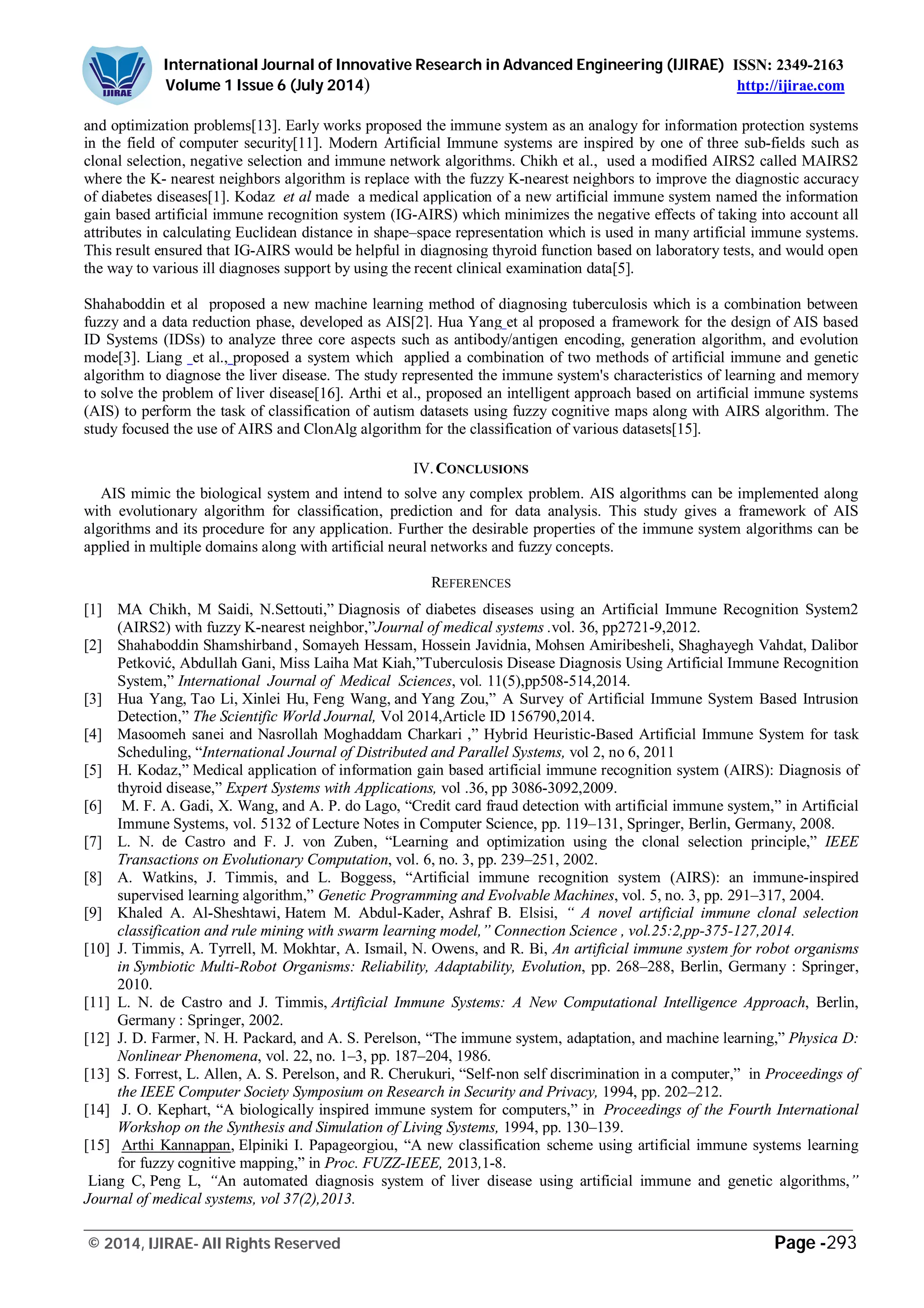 Application Of Artificial Immune System Algorithms In Dataset
