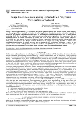 Range Free Localization using Expected Hop Progress in Wireless Sensor Network | PDF