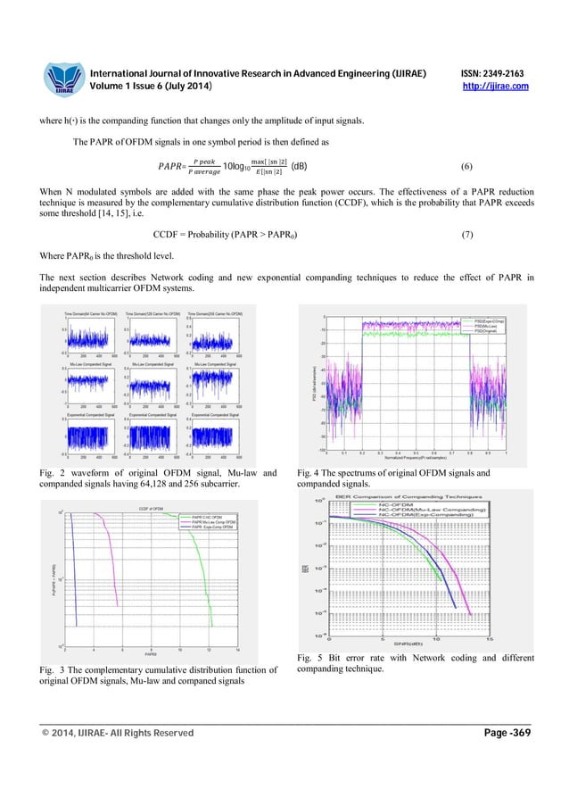 Reduction of PAPR of OFDM Using Exponential Companding Technique with Network Coding | PDF