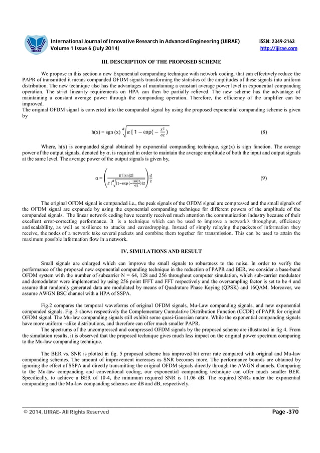 Reduction of PAPR of OFDM Using Exponential Companding Technique with Network Coding | PDF