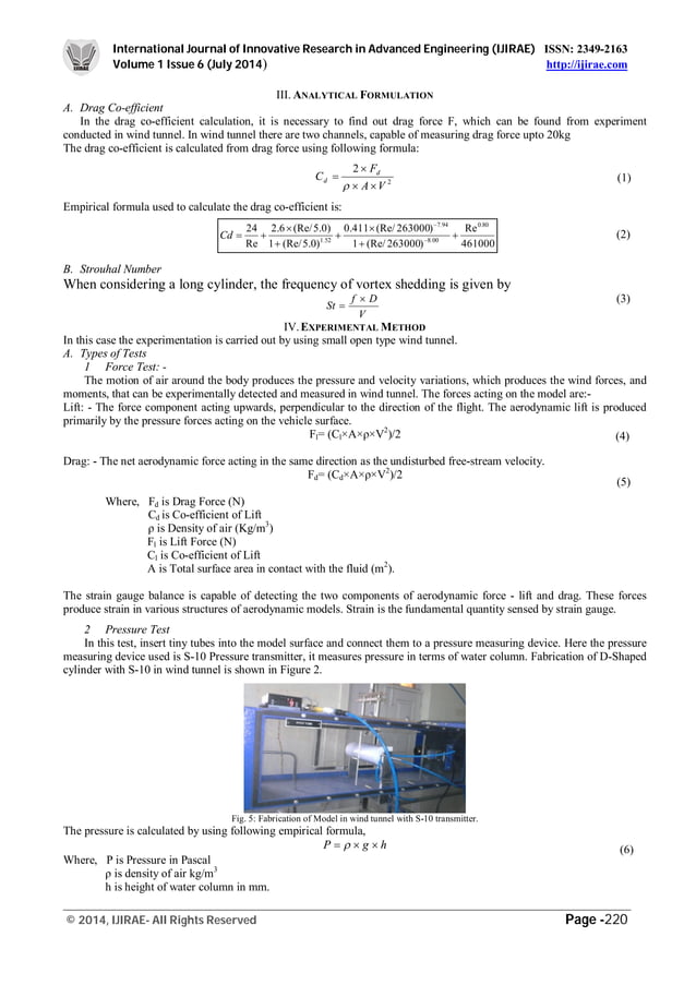 EXPERIMENTAL and ANALYTICAL ANALYSIS of FLOW PAST D-SHAPED CYLINDER | PDF