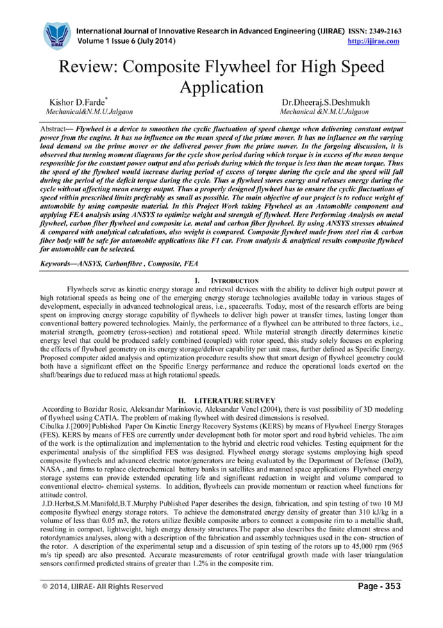 Review: Composite Flywheel for High Speed Application | PDF