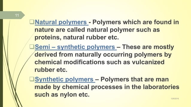 PRESENTATION ON POLYMERS | PPTX | Chemistry | Science