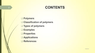 PRESENTATION ON POLYMERS | PPTX | Chemistry | Science