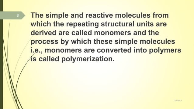 PRESENTATION ON POLYMERS | PPTX | Chemistry | Science