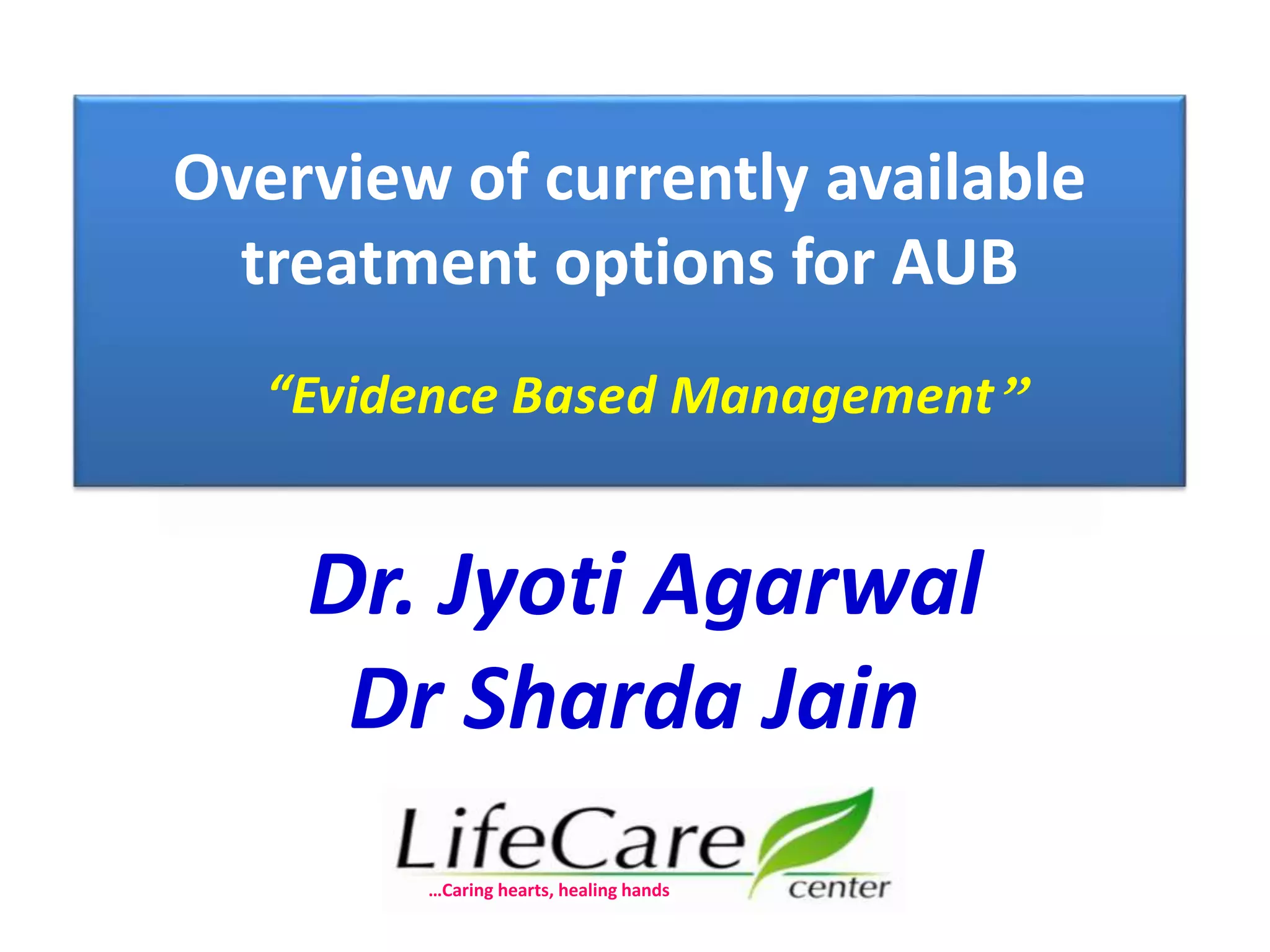 Overview of currently available treatment options for AUB Dr. Jyoti ...