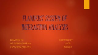 flanders’ system of interaction analysis | PPT