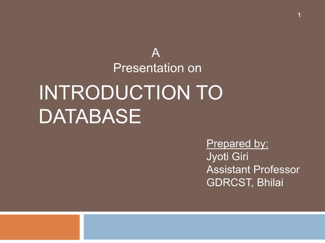 Introduction To Database Ppt