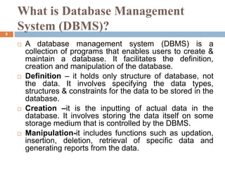 INTRODUCTION TO DATABASE | PPTX