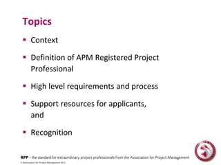 APM Registered Project Professional | PPT