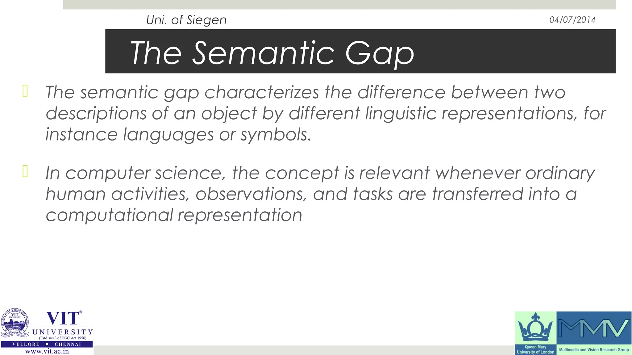 Multimodal Analysis for Bridging Semantic Gap with Biologically Inspired Algorithm | PPT