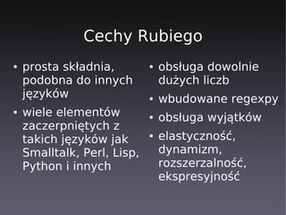 Język Ruby - wprowadzenie | PPT