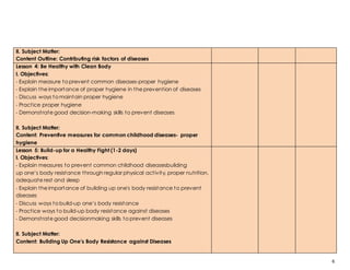 K to 12 mapeh (health) III complete objectives and subject matter | DOCX