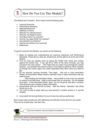 K-12 Module in TLE 8 (Electrical) 3rd Grading | PDF