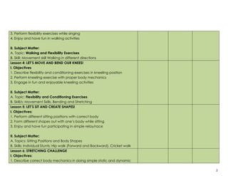 K to 12mapeh (pe) III complete objectives and subject matter | DOCX