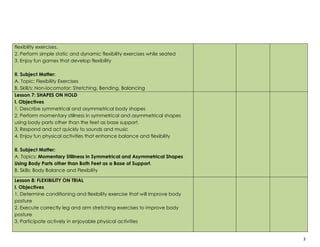 K to 12mapeh (pe) III complete objectives and subject matter | DOCX