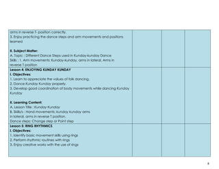 K to 12mapeh (pe) III complete objectives and subject matter | DOCX