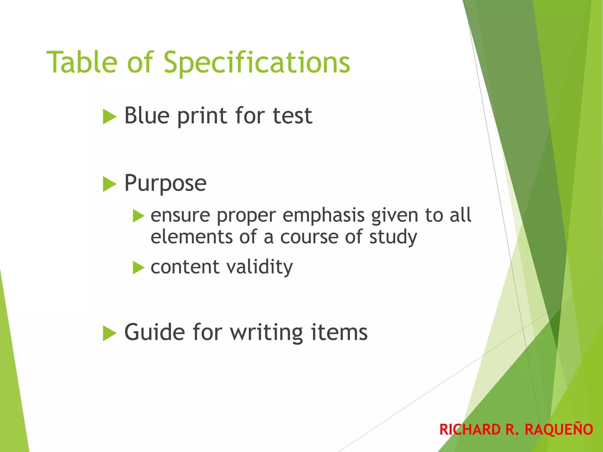K-12 Table of Specifications (TOS).pptx