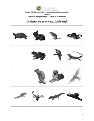 K.6 actividad de aprendizaje cubiertas de animales | PDF
