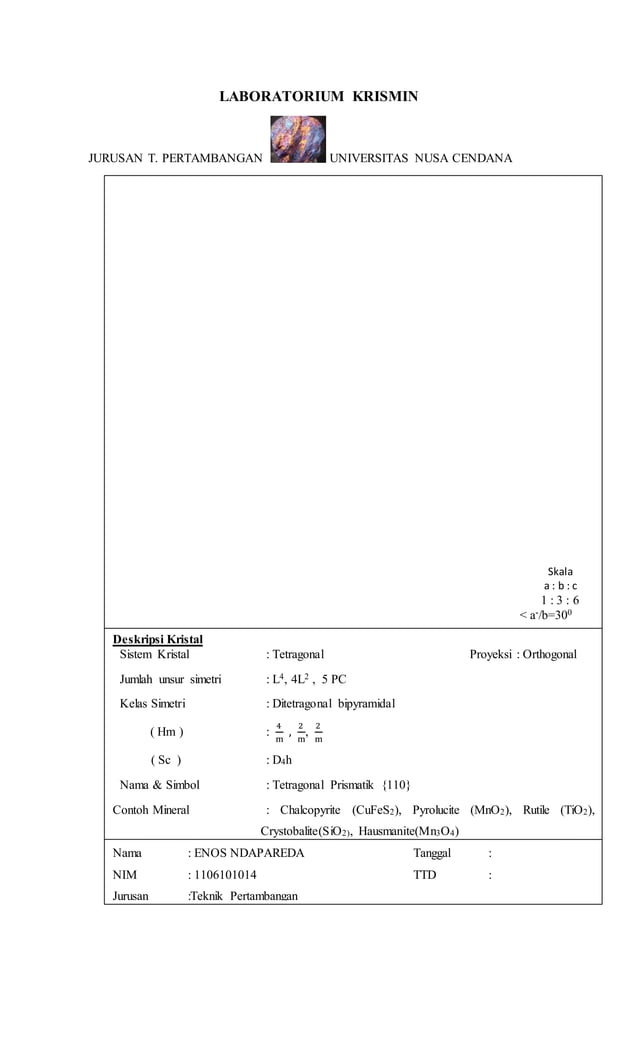 contoh laporan praktikum kristalografi dan mineralogi | DOCX
