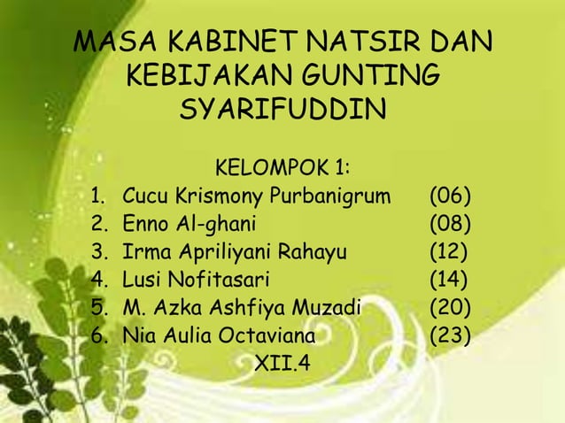 Kabinet Natsir Dan Kebijakan Gunting Syarifuddin 