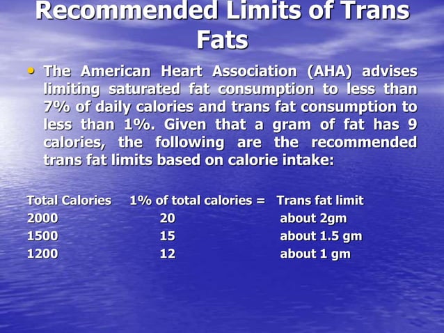 Trans fat in junk food – know to say no | PPT
