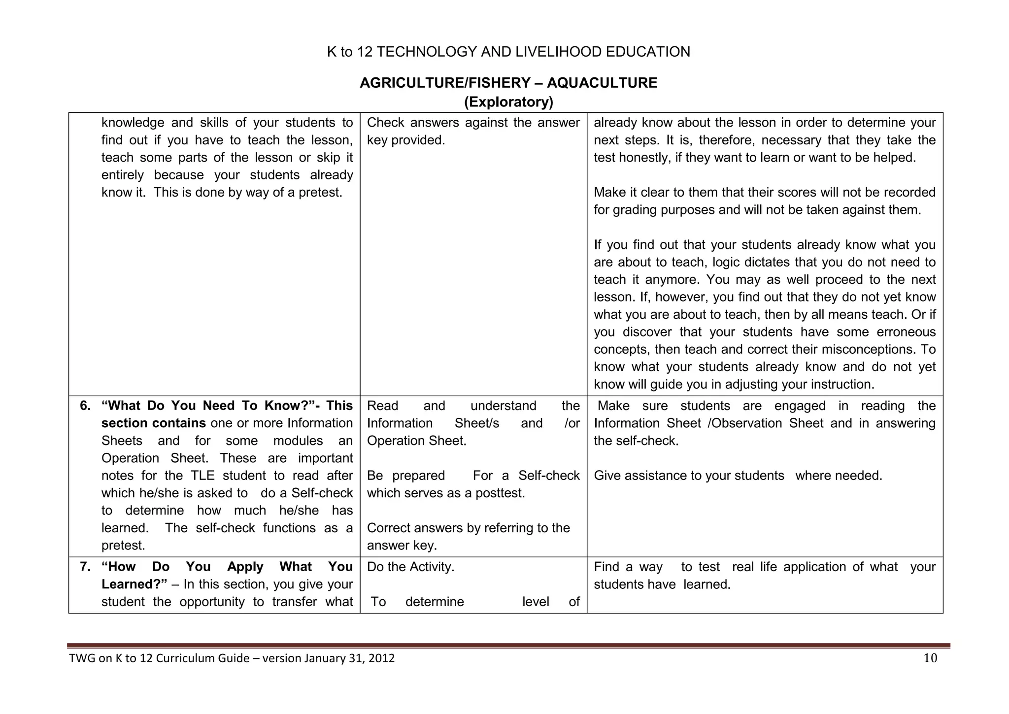 K to 12 aquaculture teacher's guide | PDF