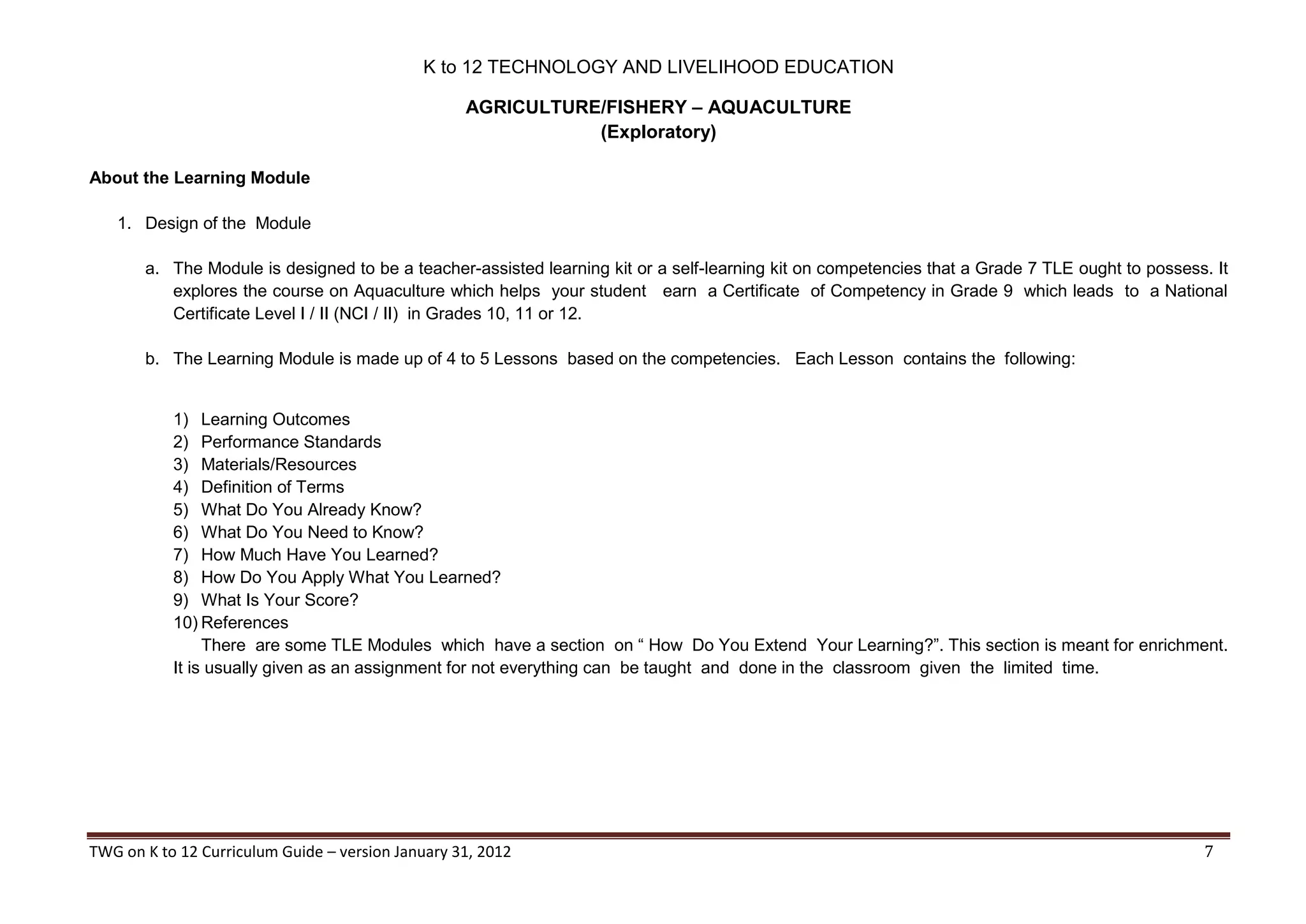 K to 12 aquaculture teacher's guide | PDF